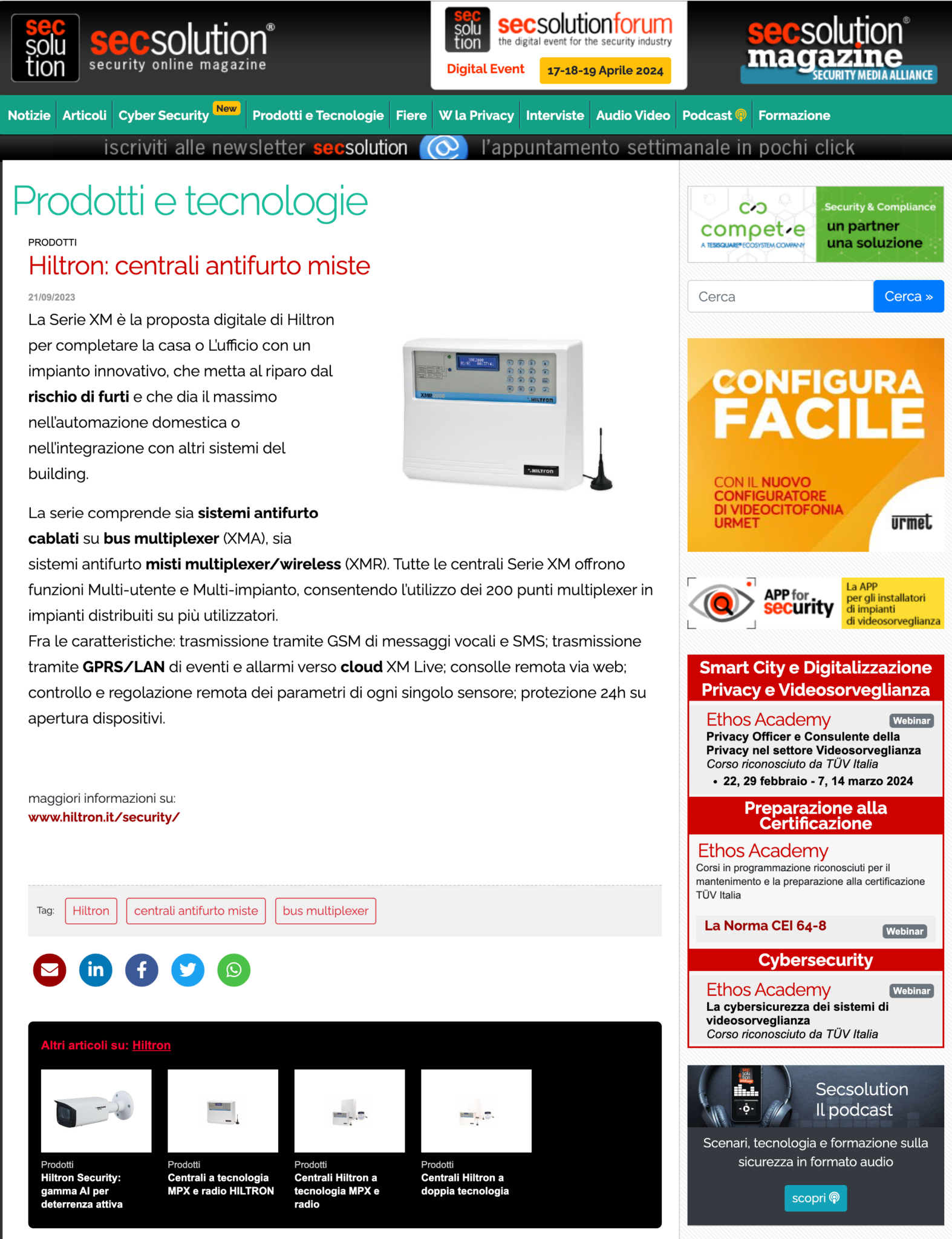 Hiltron: centrali antifurto miste - SEC SOLUTION - Hiltron Security